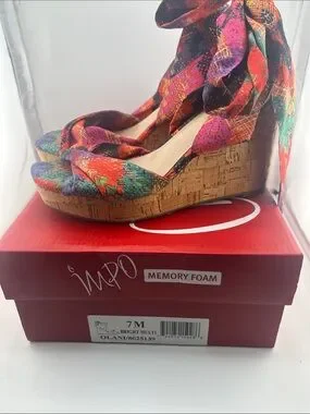 Impo | Shoes | Impo Olani Bright Multi Wedge Wraparound Ankle Tie Strap ...